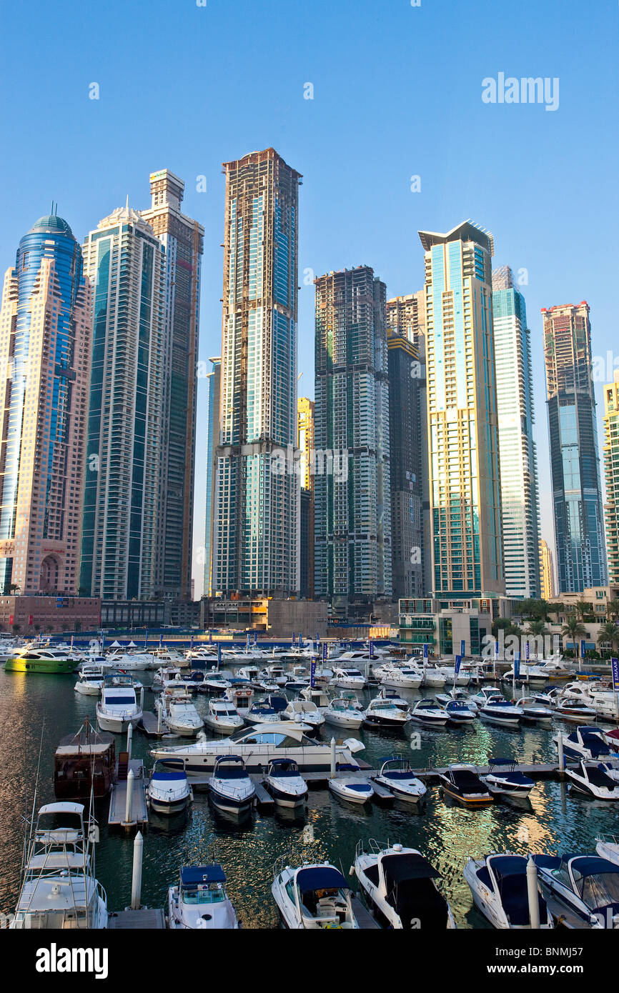 Dubai United Arab Emirates Middle East UAE skyline blocks of flats high ...