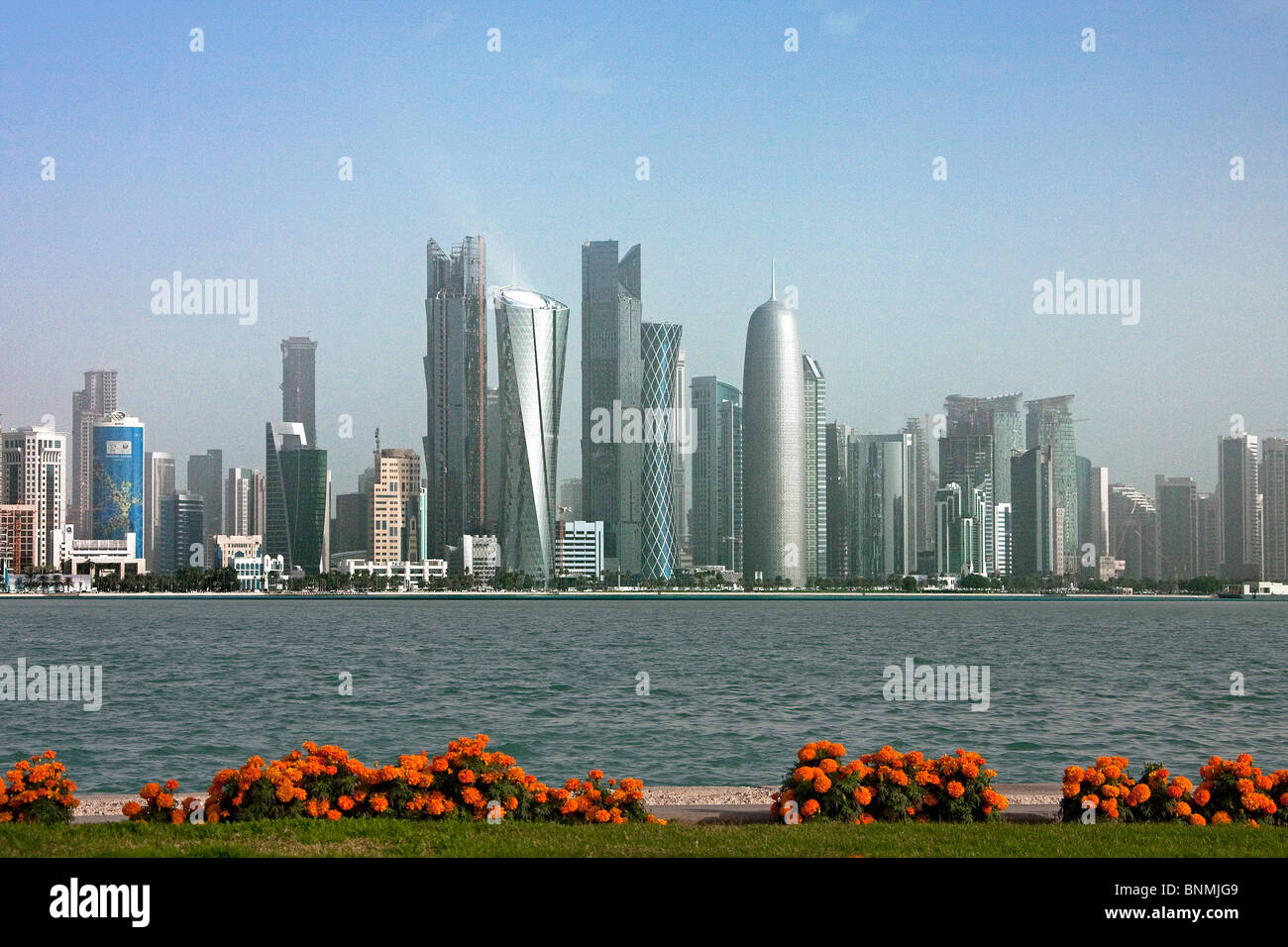 Qatar UAE United Arab Emirates Corniche skyline blocks of flats high ...