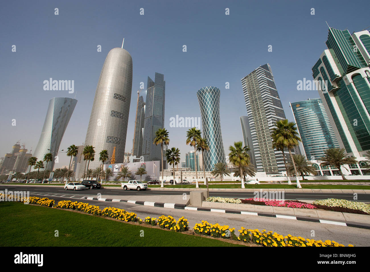 Qatar UAE United Arab Emirates architecture skyline blocks of flats ...