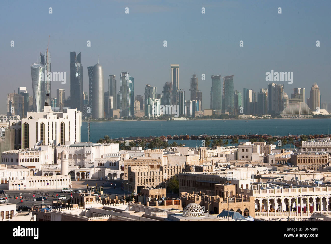 Qatar UAE United Arab Emirates Doha skyline blocks of flats high-rise ...