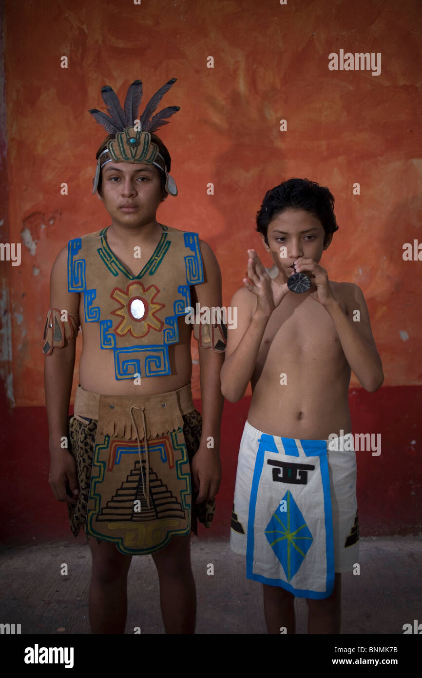 Player pose for a portrait before a match of the Mayan Ball Game, known ...