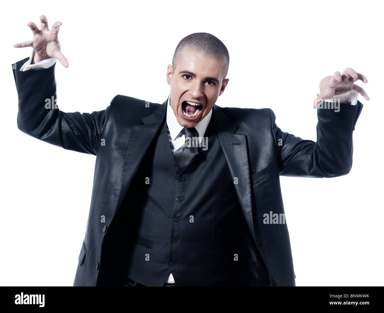 caucasian man funny businessman screaming portrait isolated studio on ...