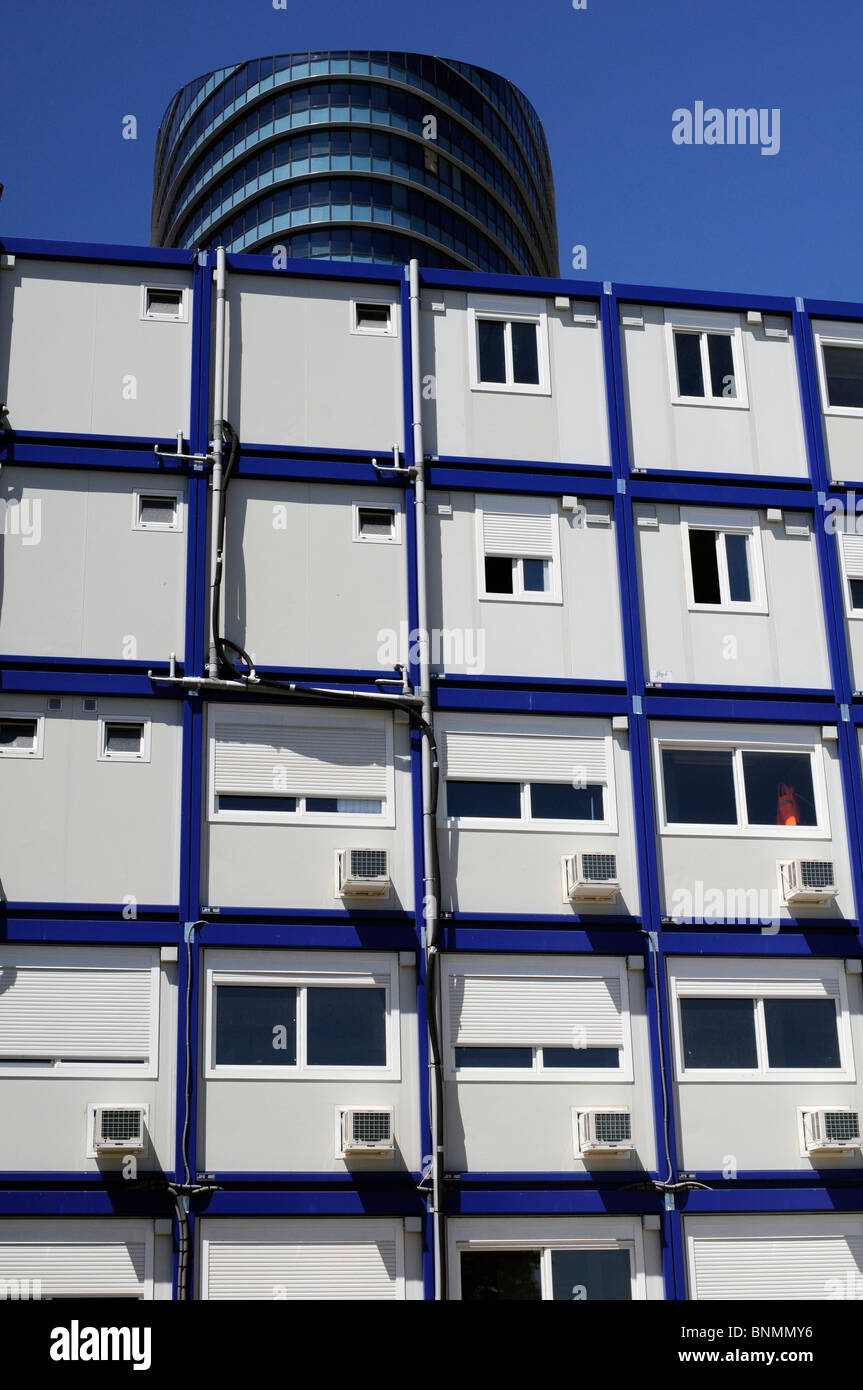 Temporary housing for construction workers made out of shipping ...