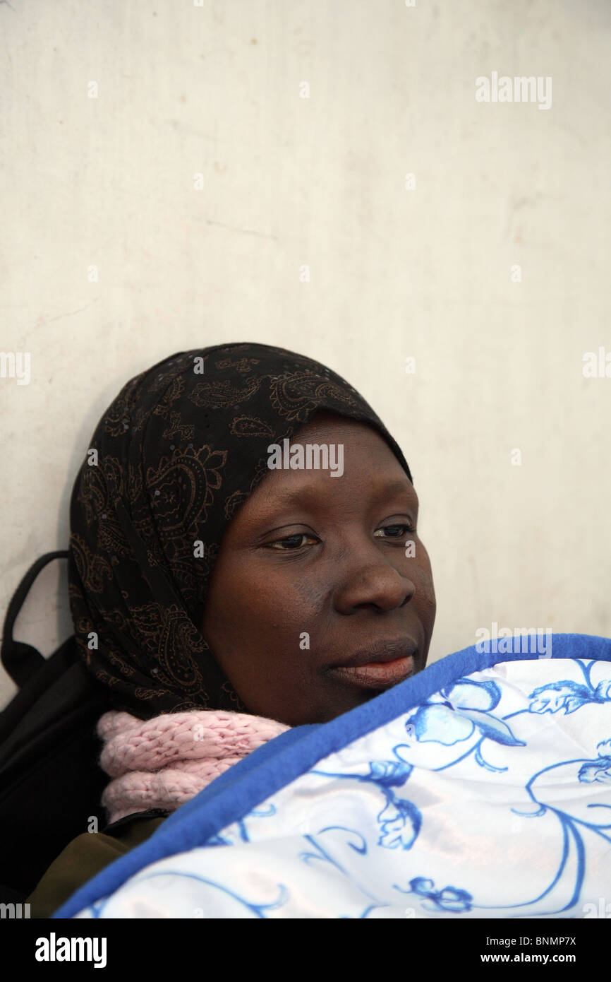 African woman at a demonstration against homelessness, Paris, France ...