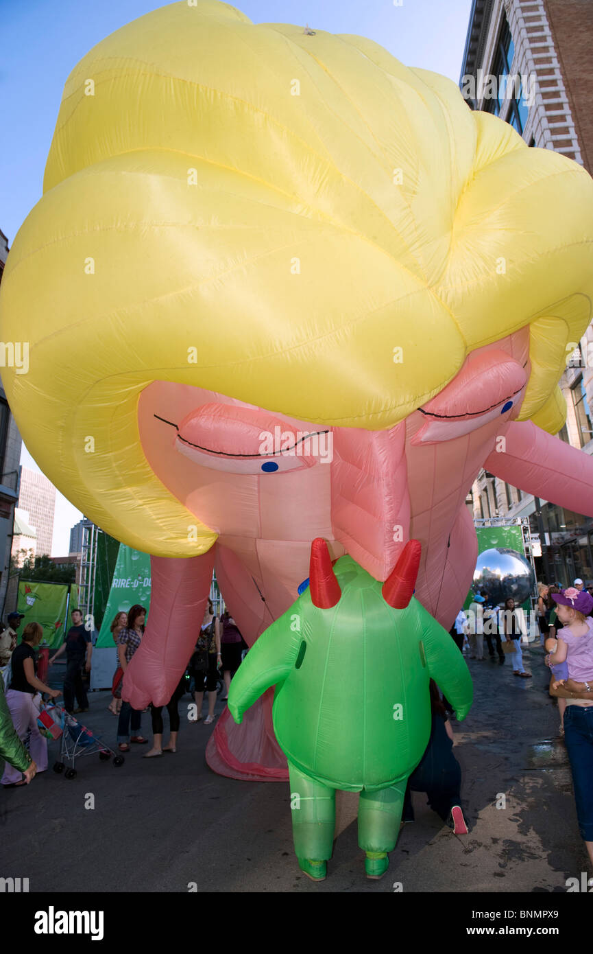 Victor and Rose,inflatable mascots on Ste-Catherine street during the ...