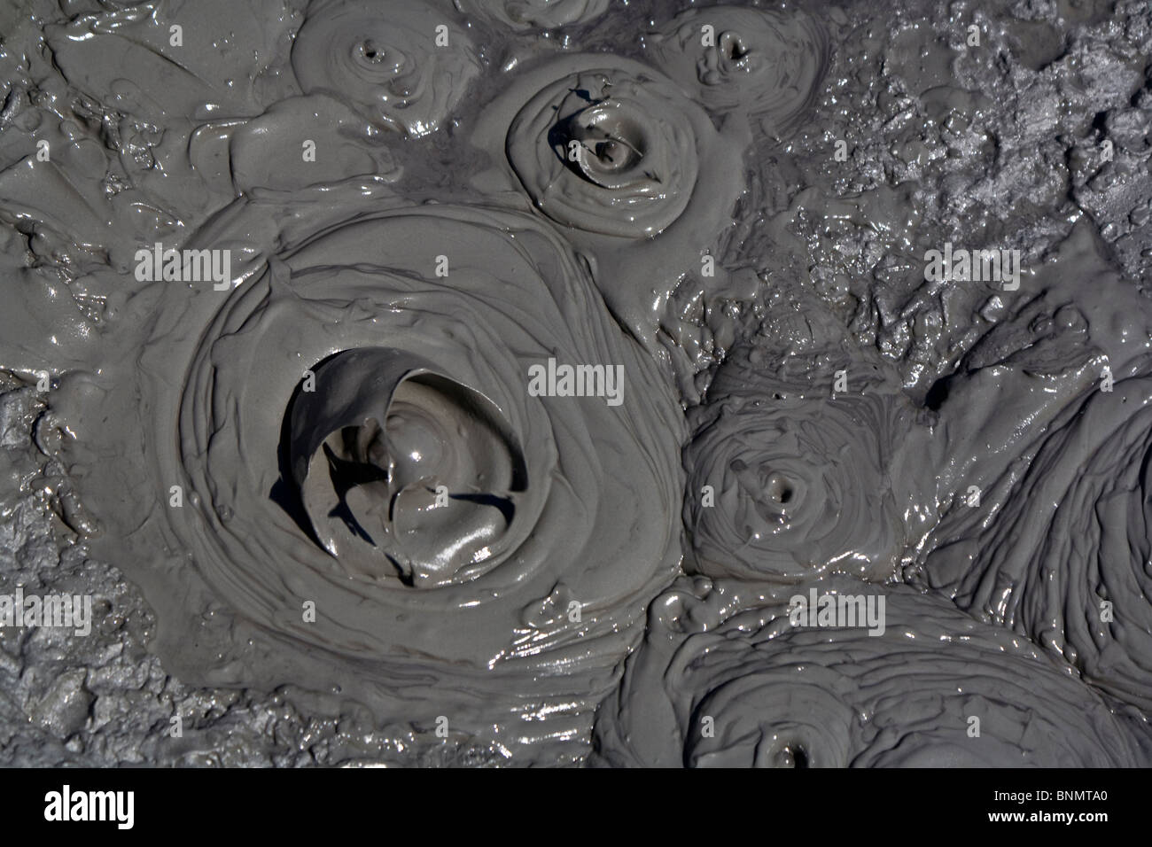 Mud pots bubbles in a vacant field in the southern end of the Salton ...