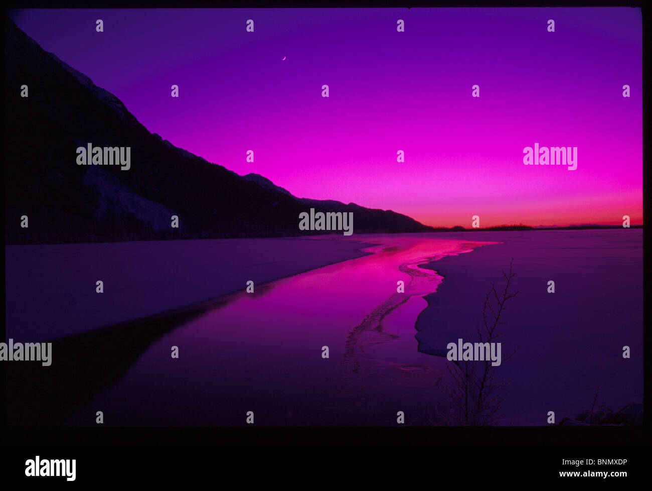 Sunset over Knik River Southcentral AK spring scenic Stock Photo - Alamy