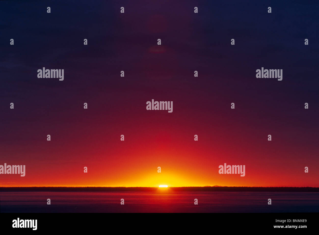 Sunset @ Midnight Across Cook Inlet Anchorage AK SC Summer Stock Photo ...