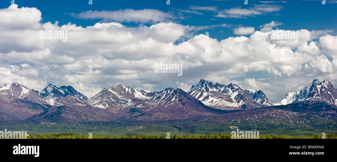 View of the Chugach mountains from midtown Anchorage, Alaska Stock Photo - Alamy