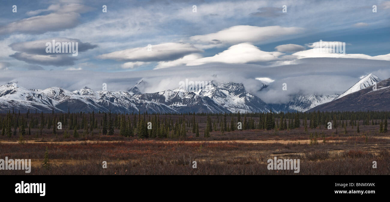 Layered clouds forming over the Alaska Range in Windy Pass near ...