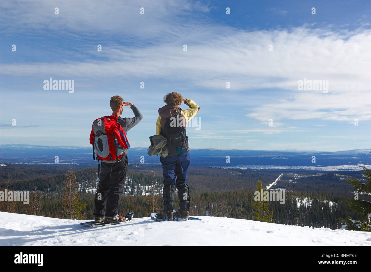 Snow shoeing Vista Butte winter snow Cascade Mountain Range Bend ...