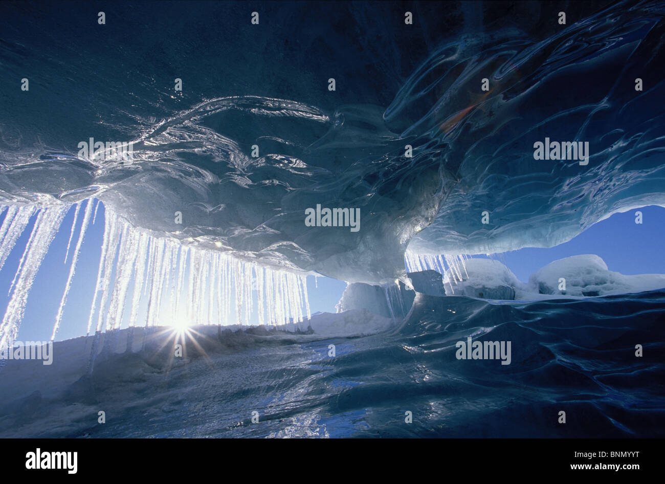 Icicles Hanging from Iceberg on Spencer Lake KP Alaska Stock Photo - Alamy