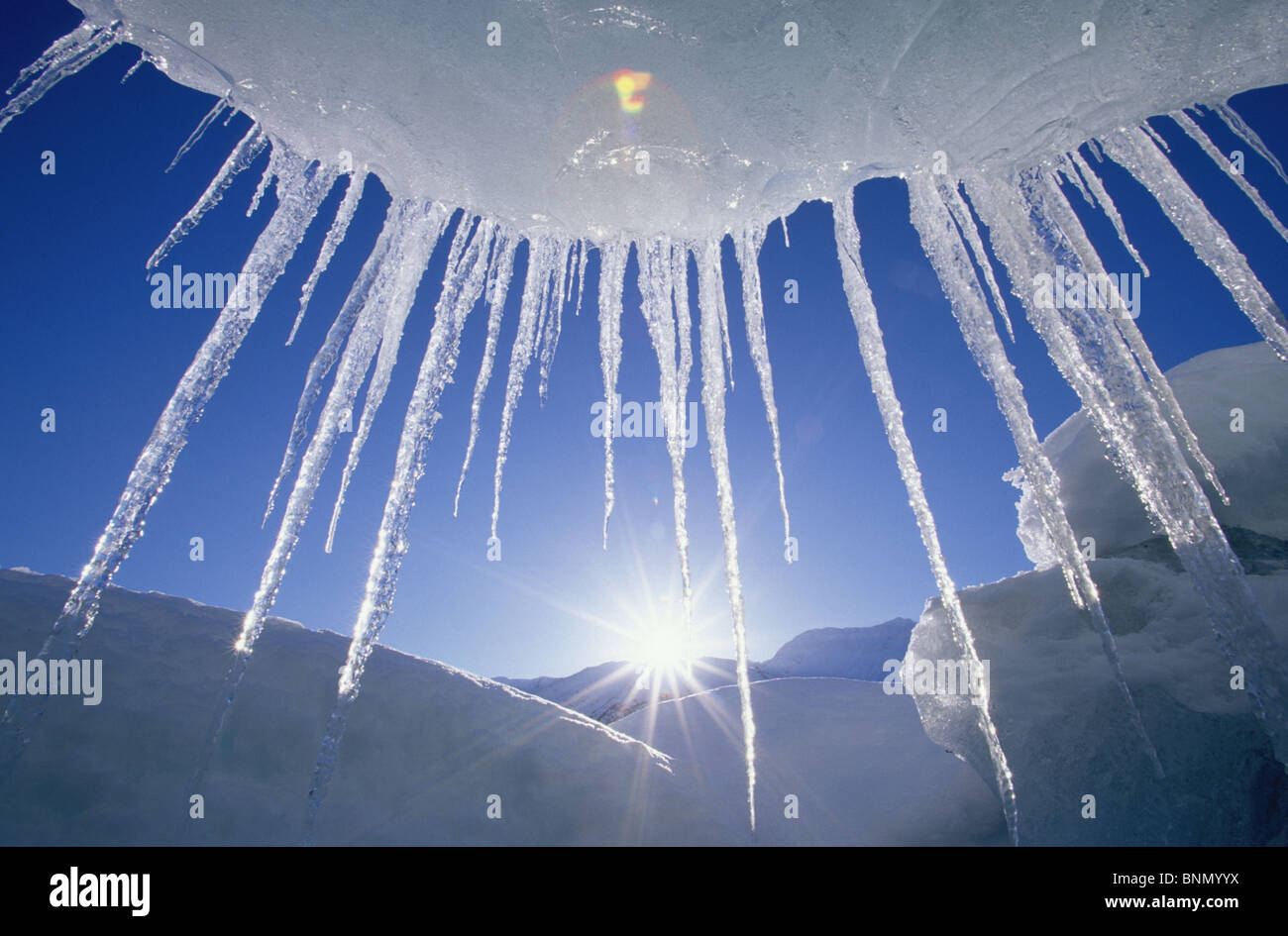 Icicles Hanging from Iceberg on Spencer Lake KP Alaska Stock Photo - Alamy