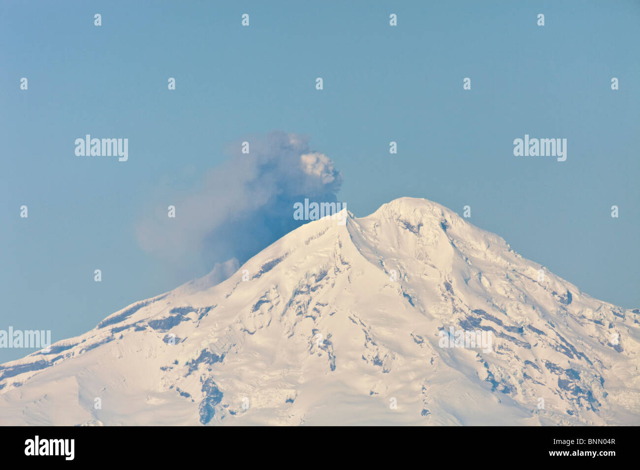 View of minor eruption of ash and steam from Mt. Redoubt as seen from ...
