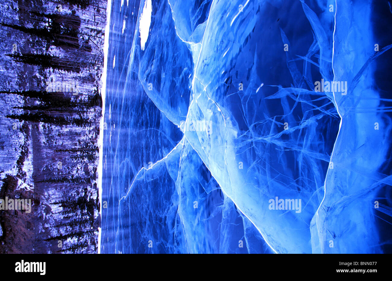 Cracked ice Long Lake along Glenn Hwy Southcentral AK winter close-up ...