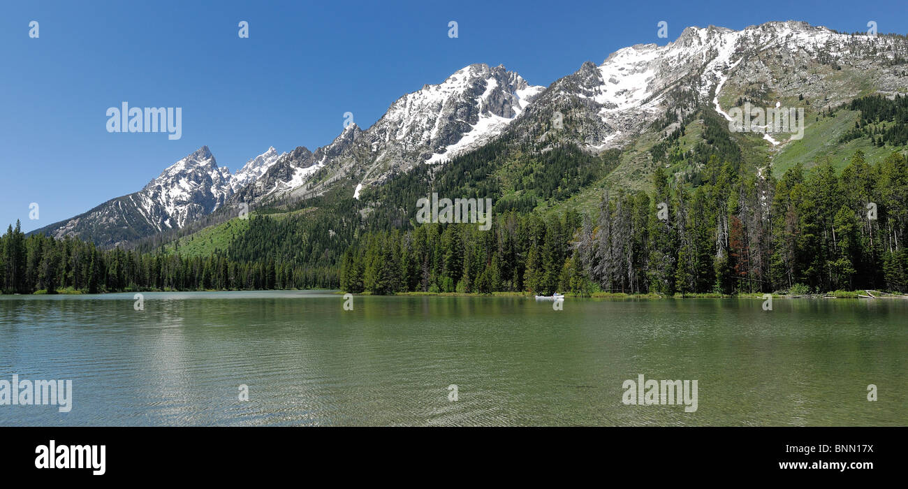 Panorama String Lake lake Teton Mountain Range Grand Teton National ...