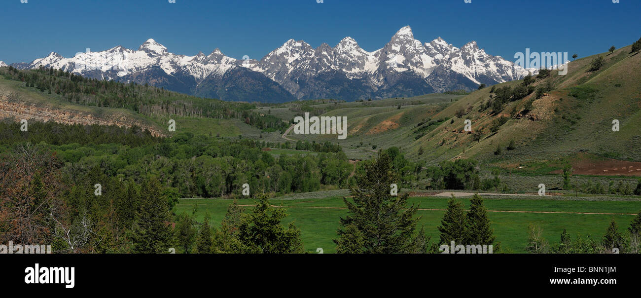 Panorama Teton Mountain Range Grand Teton National Park Wyoming USA ...