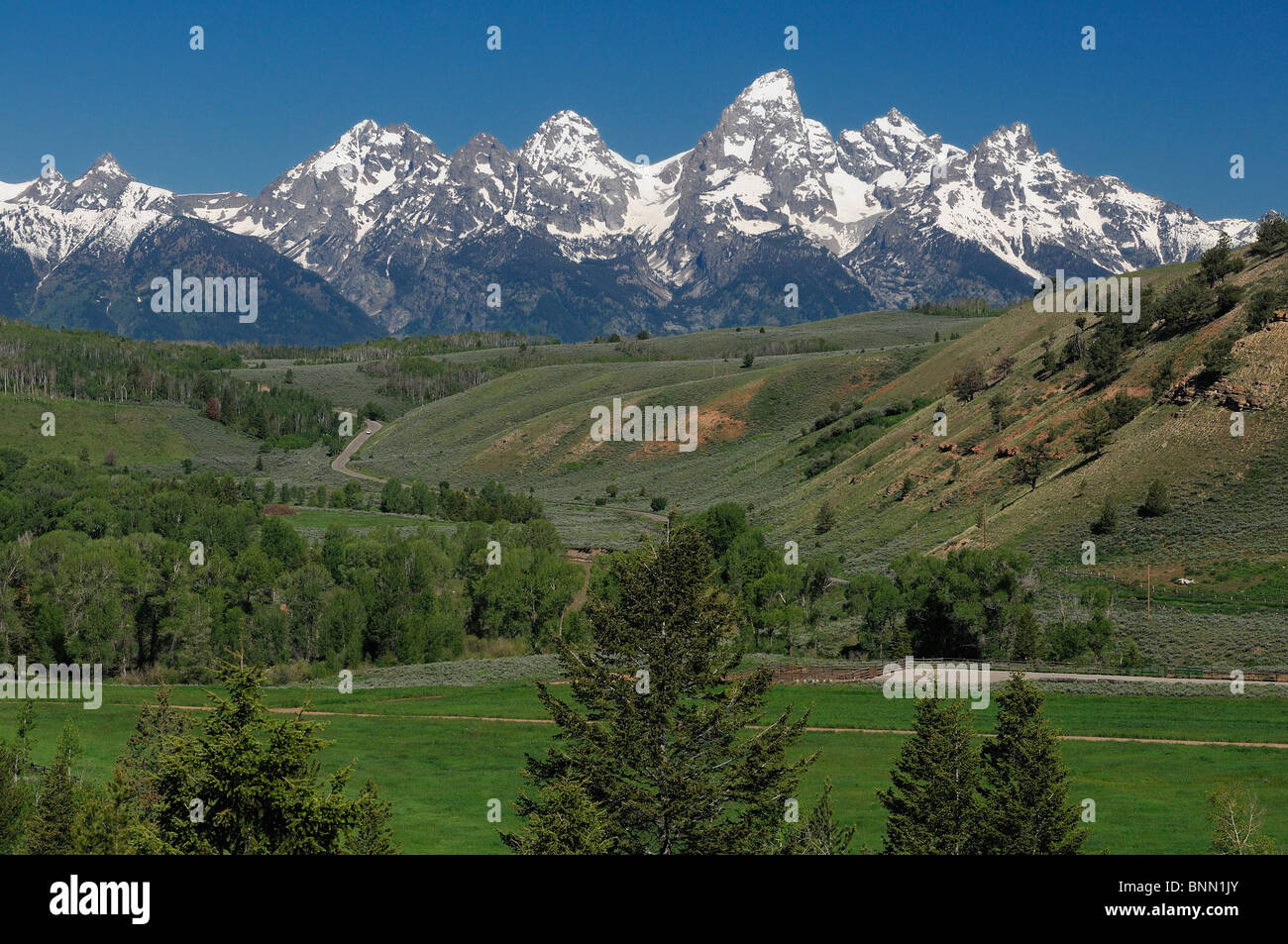 Teton Mountain Range Grand Teton National Park Wyoming USA landscape ...