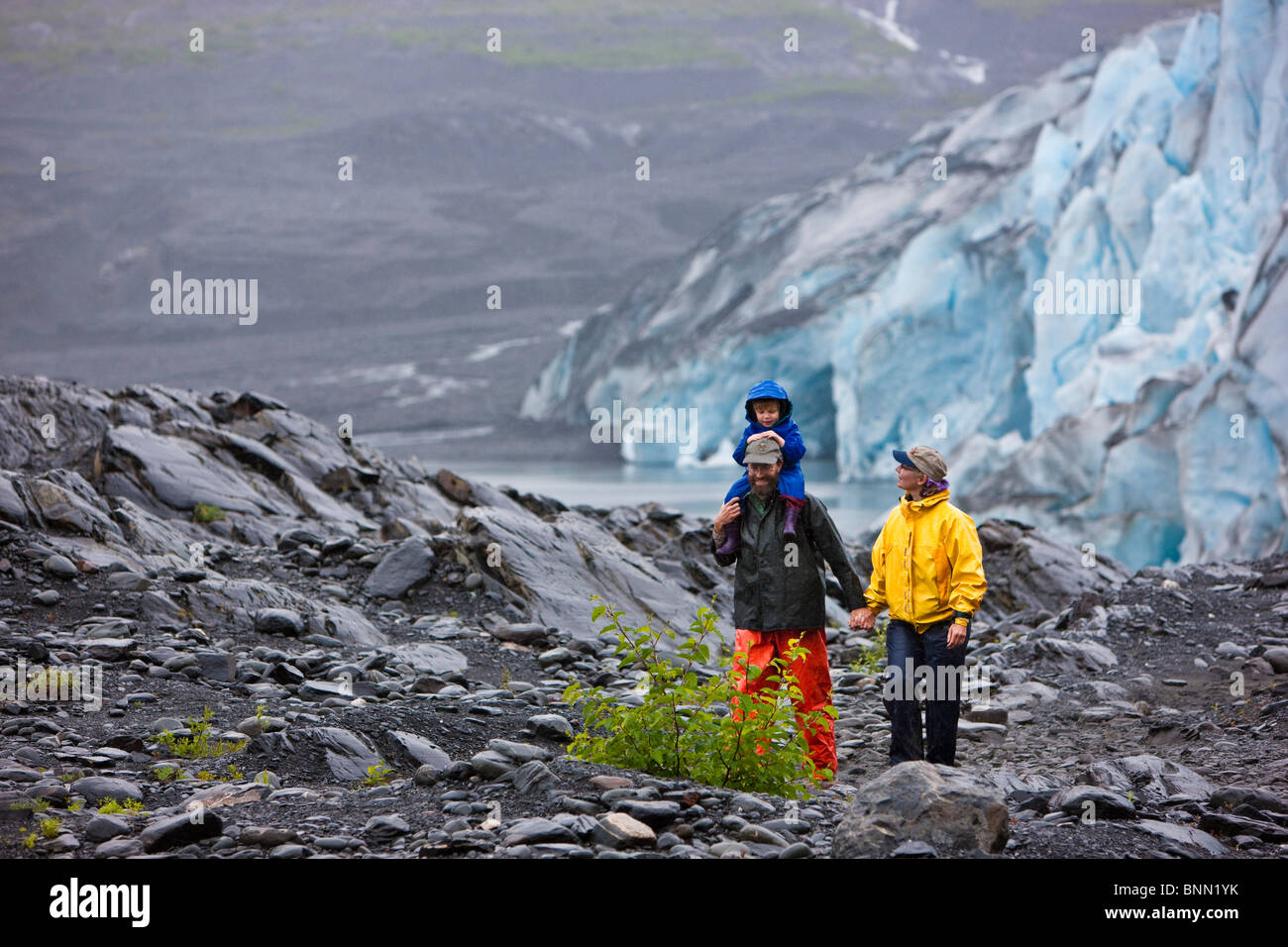 Family hiking at the Shoup Glacier overlook, Shoup Bay State Marine ...