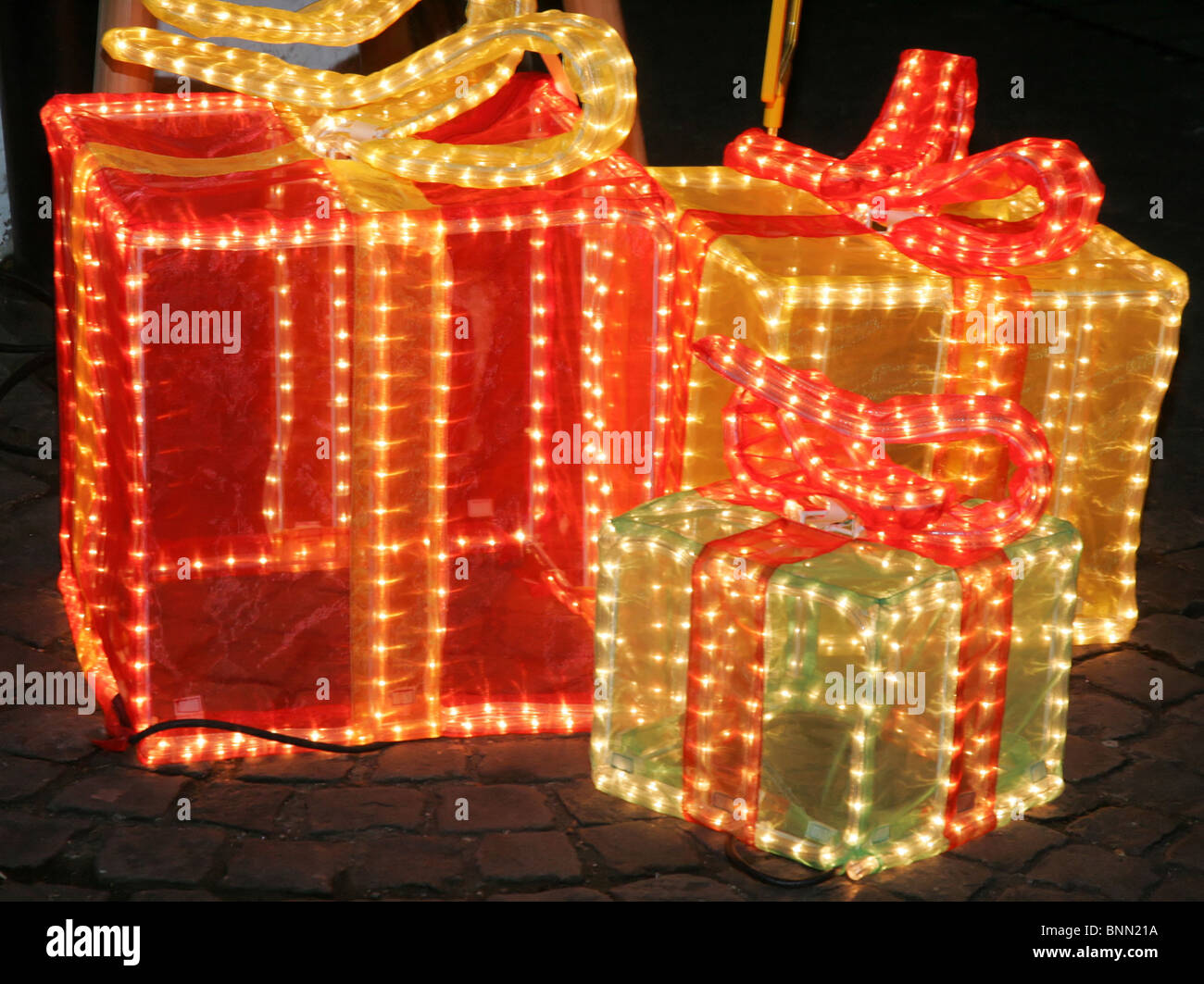 Christmas presents treats parcels bundles symbol lights colorfully ...