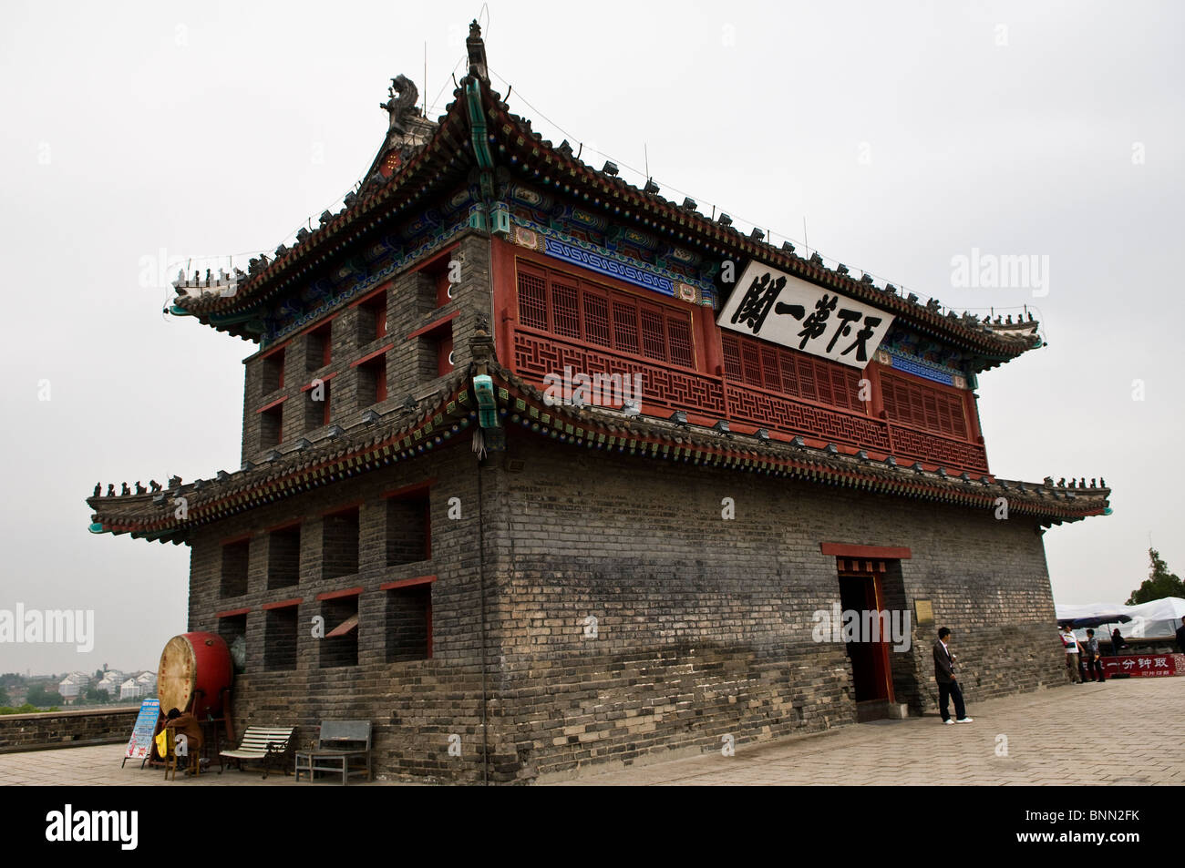 A beautiful old Chinese building on top of the Shanhaiguan city wall ...
