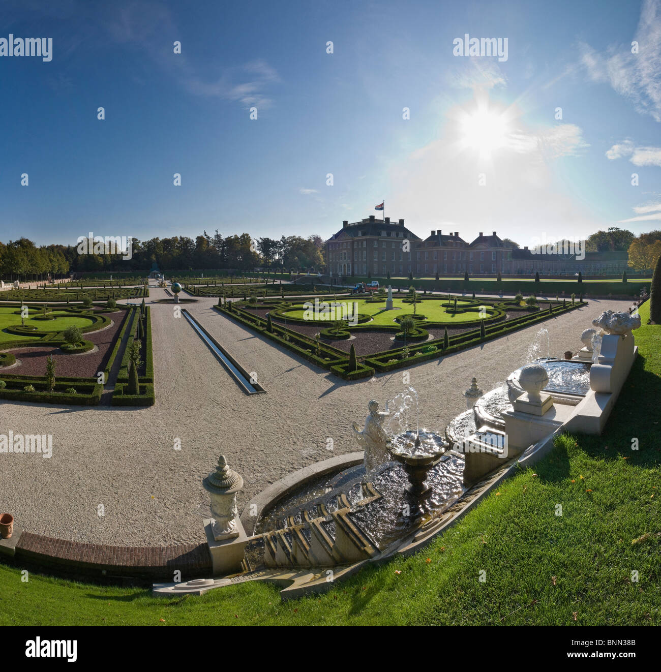 Netherlands Holland Gelderland Apeldoorn Castle Autumn fountain Het Loo ...