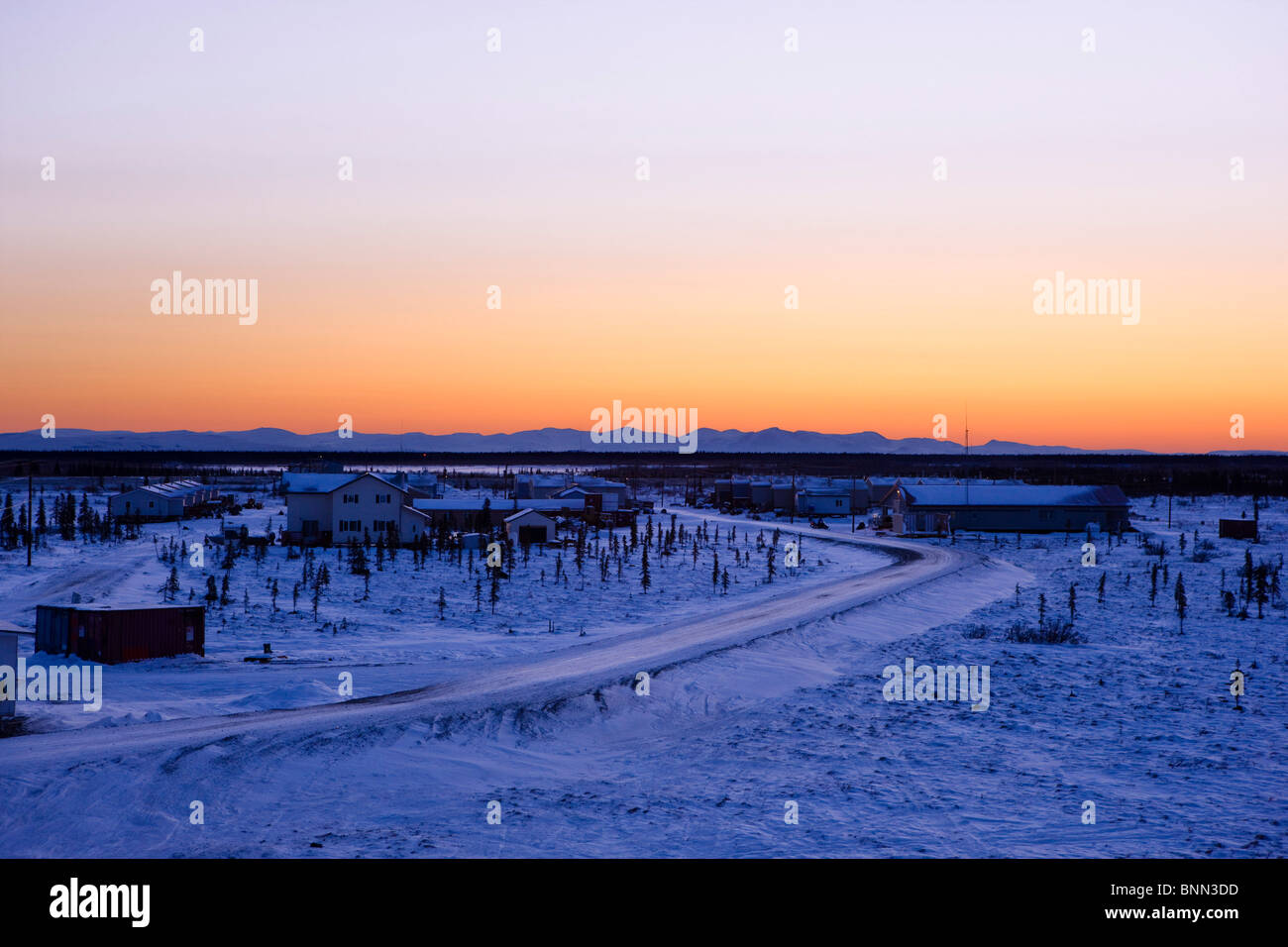 Sunset near the Village of Noatak with the Baird Mountains in the ...