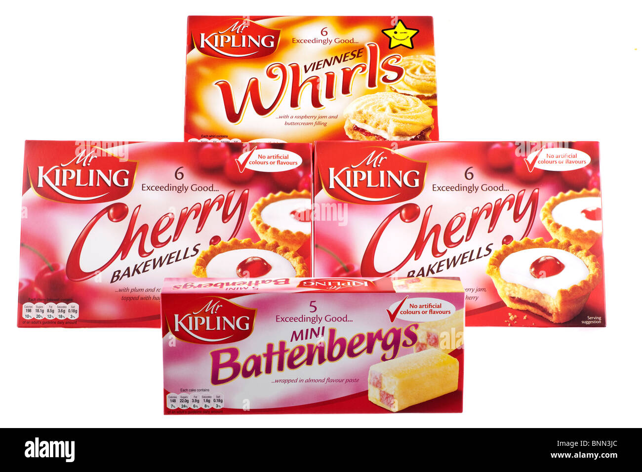 Four boxes of Mr Kipling cakes Stock Photo - Alamy
