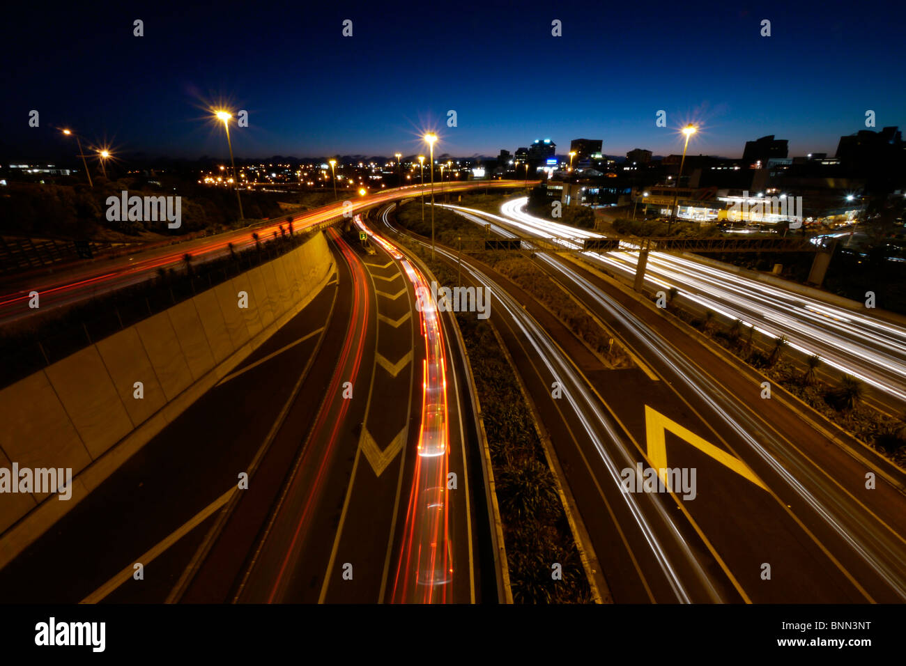 Traffic flow, early evening along the Southern Motorway, Auckland, New ...