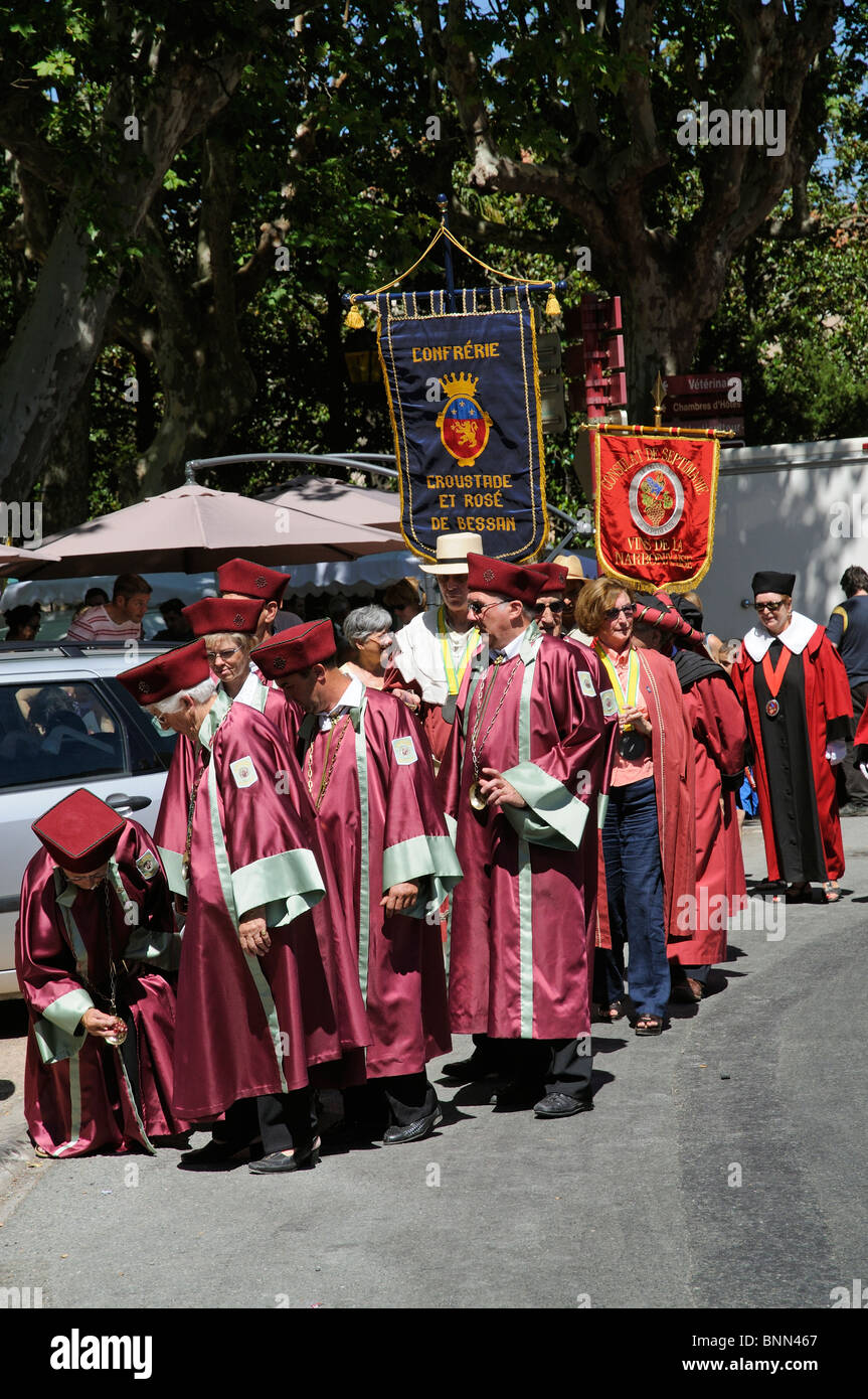 Wine Chevaliers parade at the AOC Saint Chinian Wine Festival in the ...