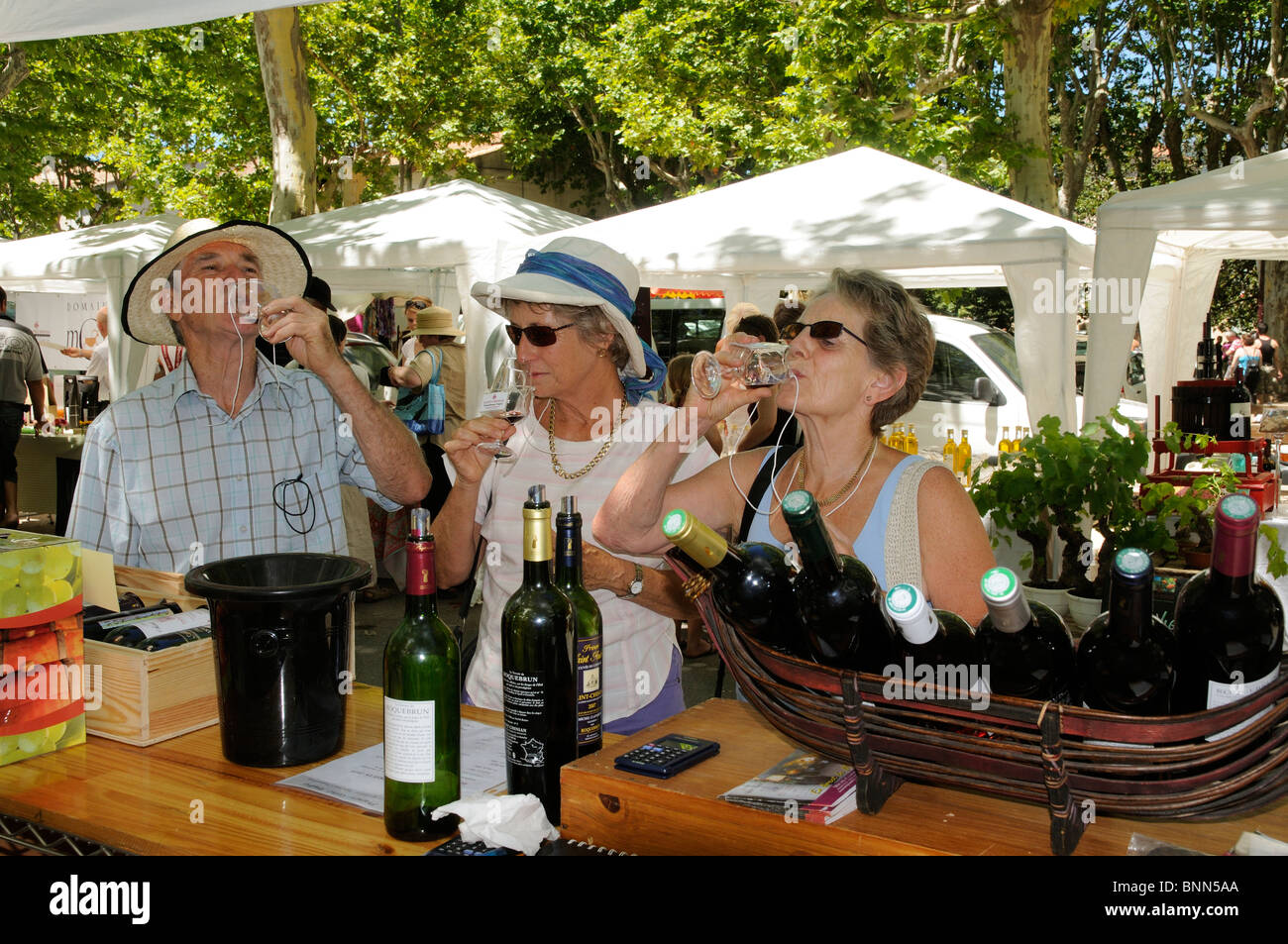 Wine tasting at the AOC Saint Chinian Wine Festival in the Languedoc ...