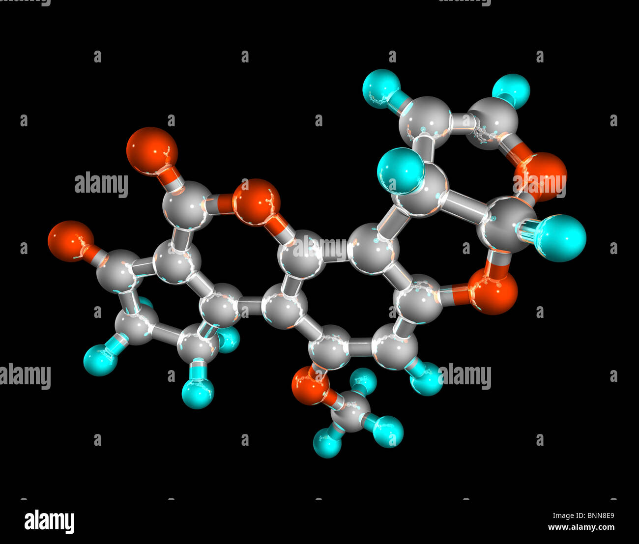 Aflatoxin, molecular model Stock Photo - Alamy