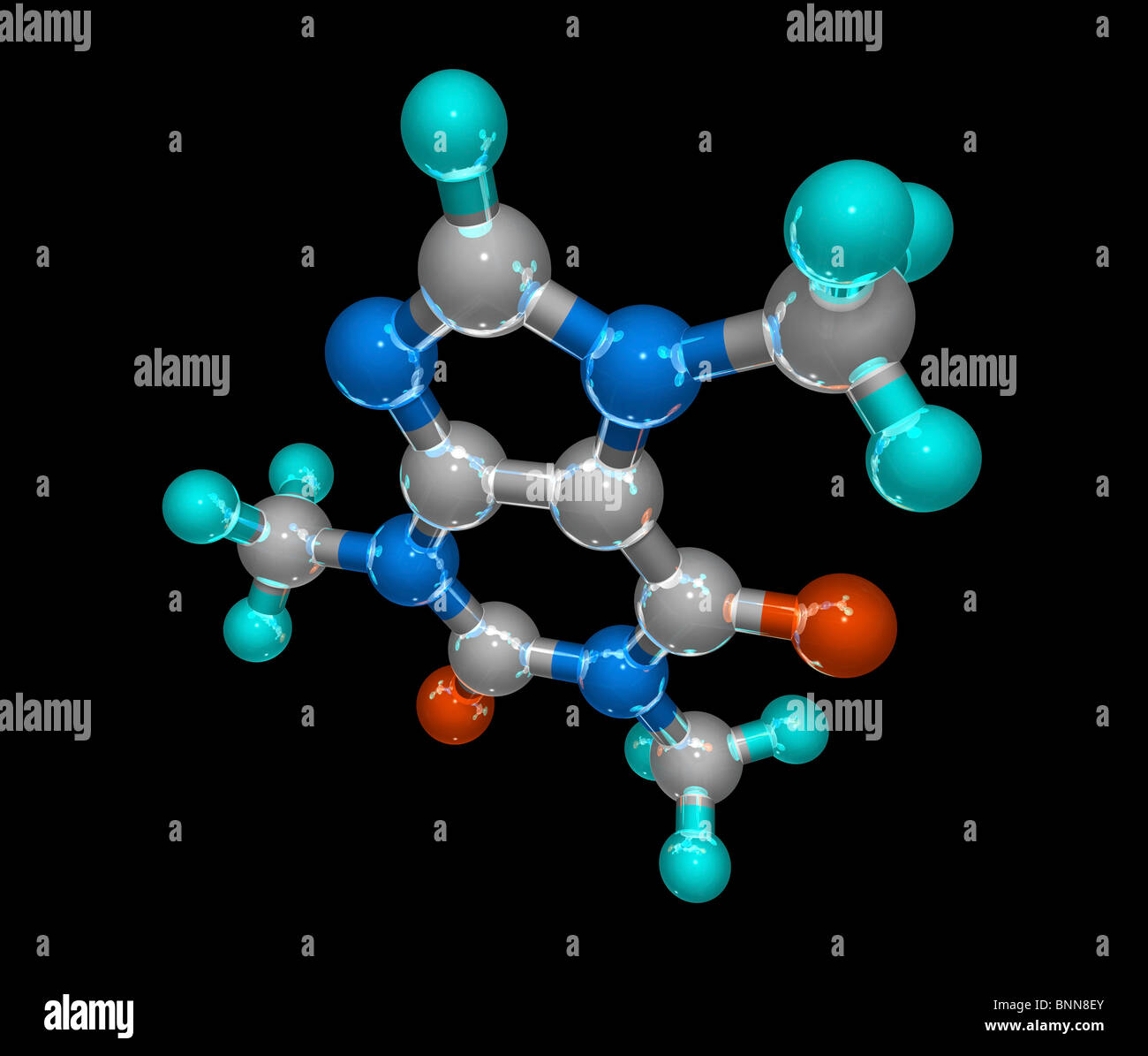 Caffeine, molecular model Stock Photo - Alamy