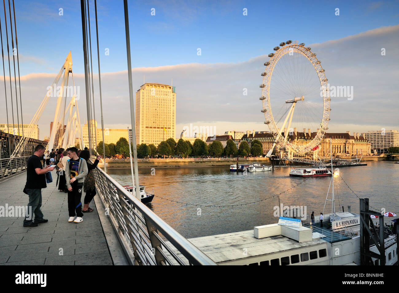 Shell Centre and Millennium Wheel in evening sun,London UK Stock Photo ...