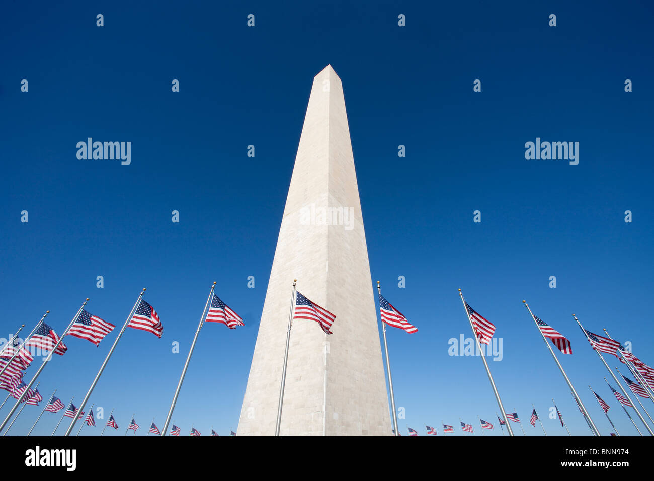 USA United States of America Washington DC flags obelisk monument Stock ...