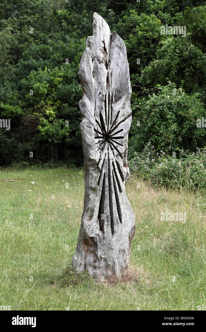 Wooden sculpture at Kingley Vale nature reserve West Sussex Stock Photo ...