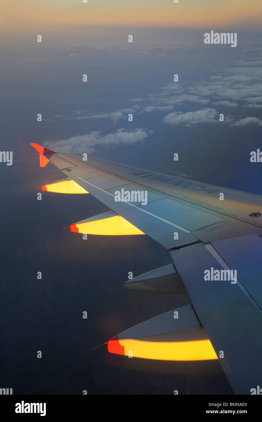 flight Colombia South America airplane wing jet clouds Stock Photo - Alamy