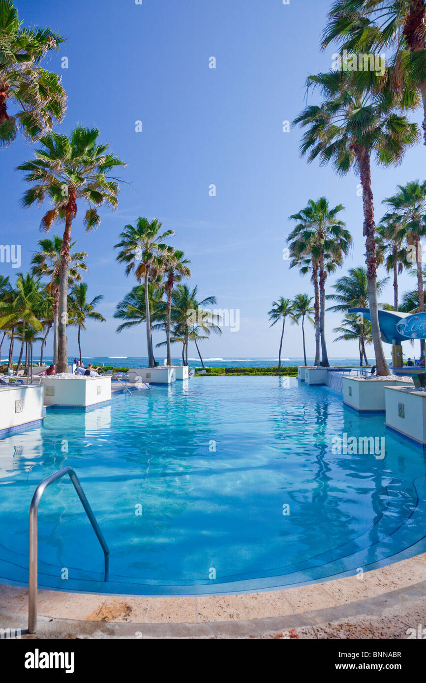The pool area of the Caribe Hilton resort in San Juan, Puerto Rico ...