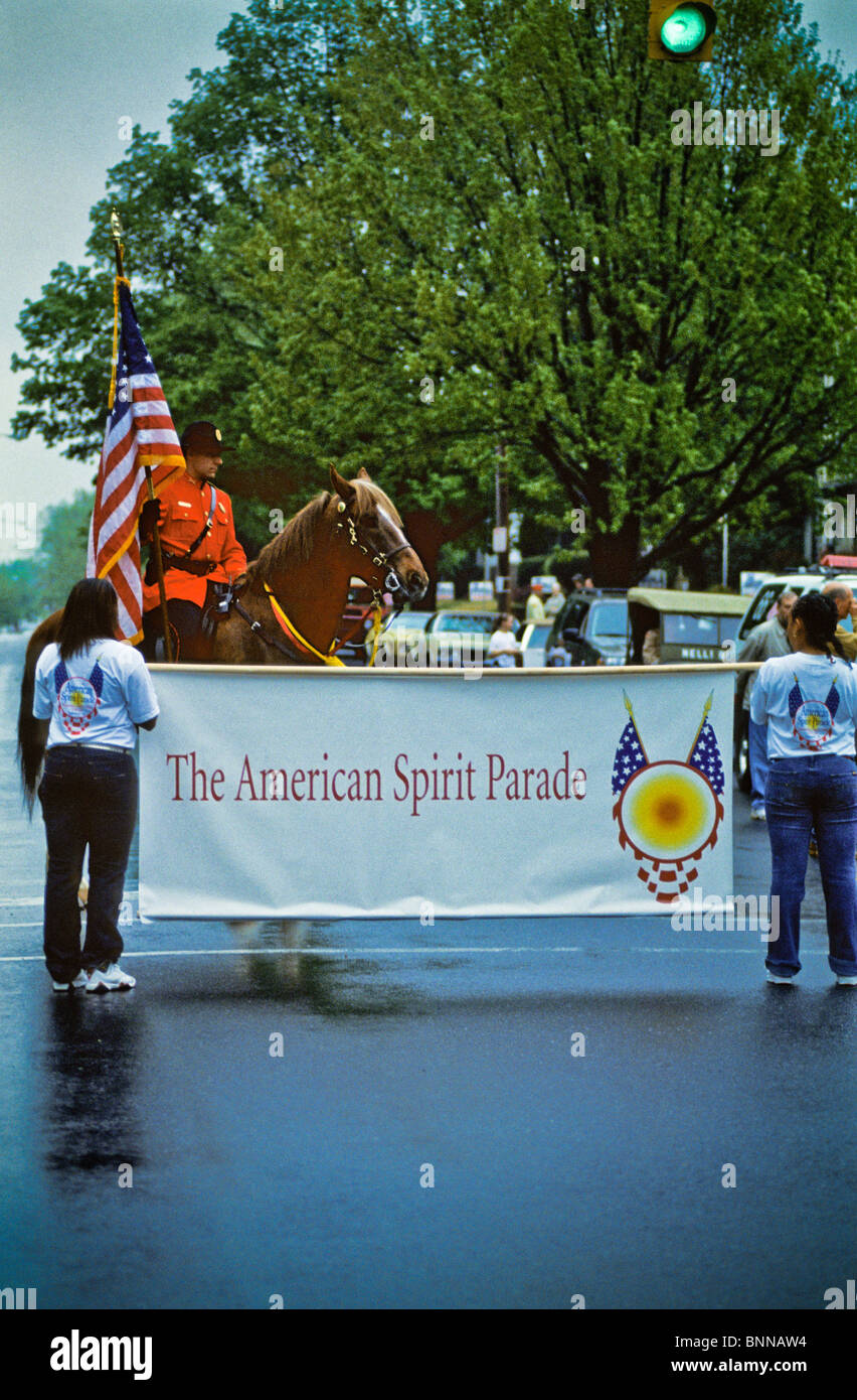 marchers small town patriotic parade Stock Photo - Alamy