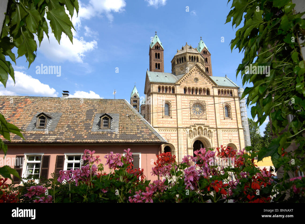 Germany Rhineland-Palatinate cathedral dome church Speyer Rhine river ...