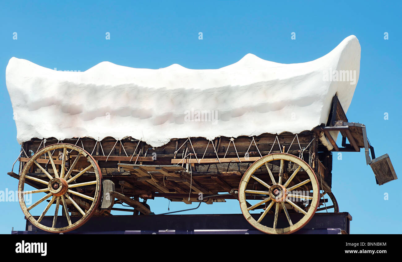 Wild west traditional wooden cowboy wagon Stock Photo - Alamy