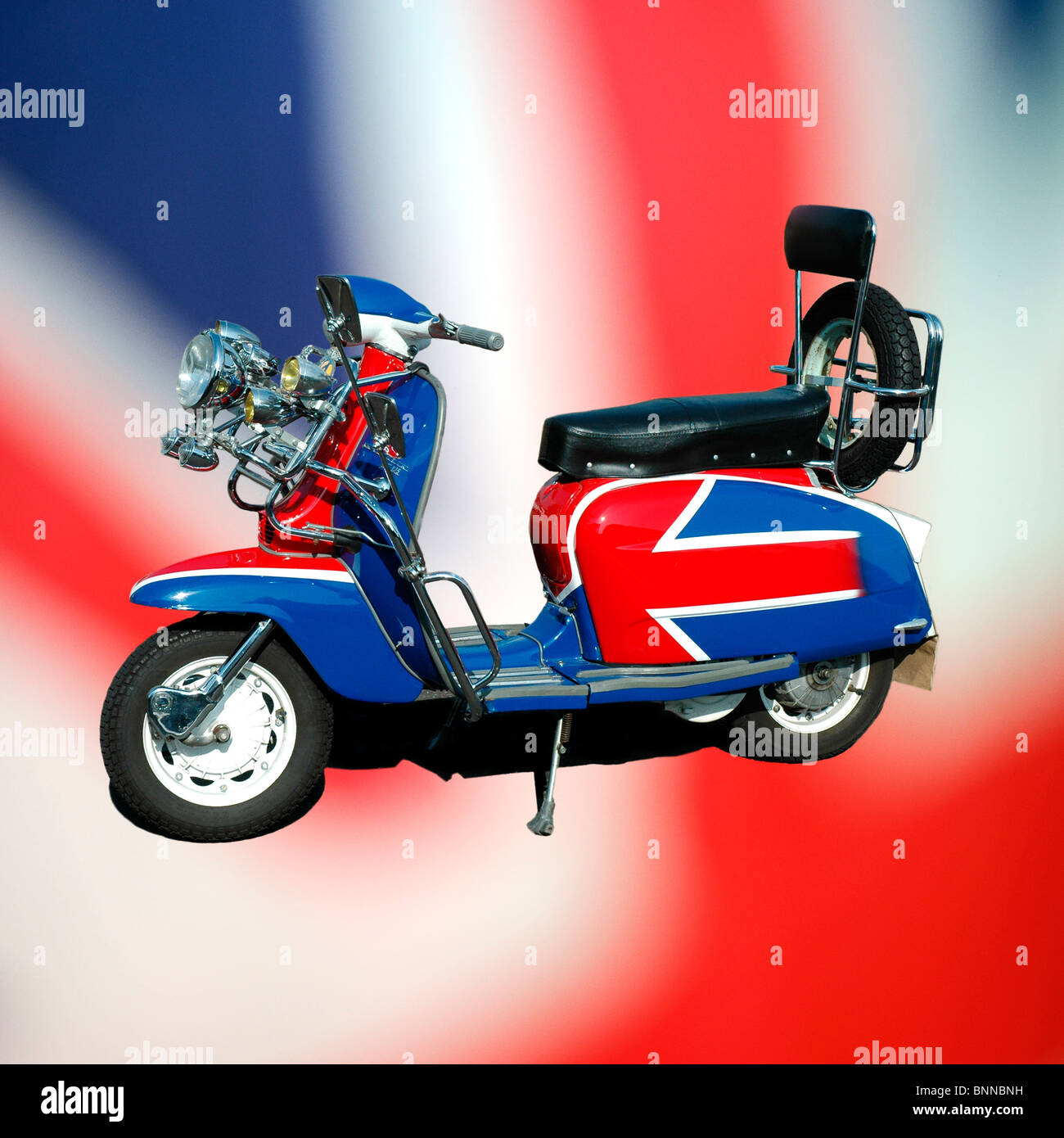 Lambretta Scooter on a Union Jack Flag Stock Photo - Alamy