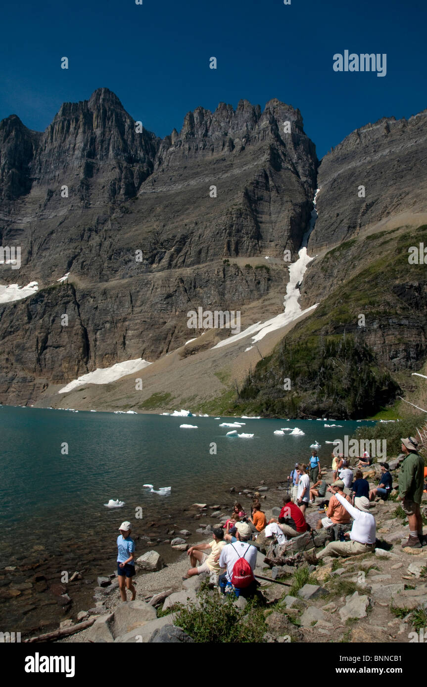 ranger guided hike glacier National Park USA Montana group lake ...