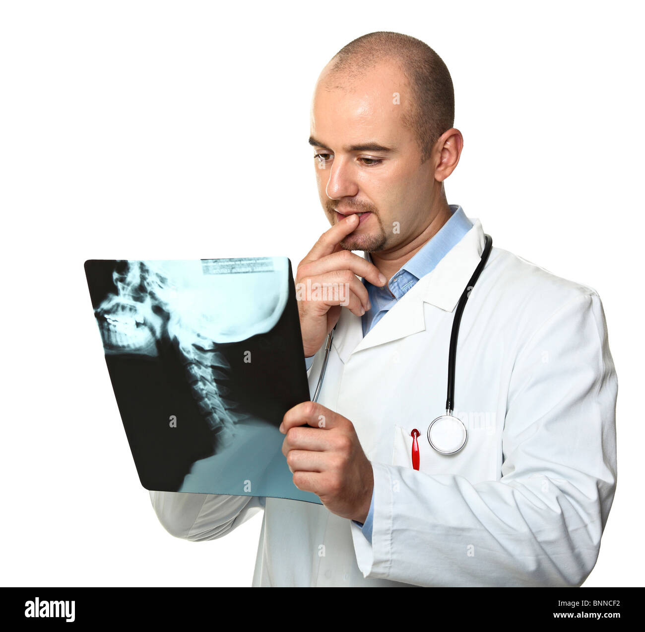 young doctor check xray result, isolated on white Stock Photo - Alamy