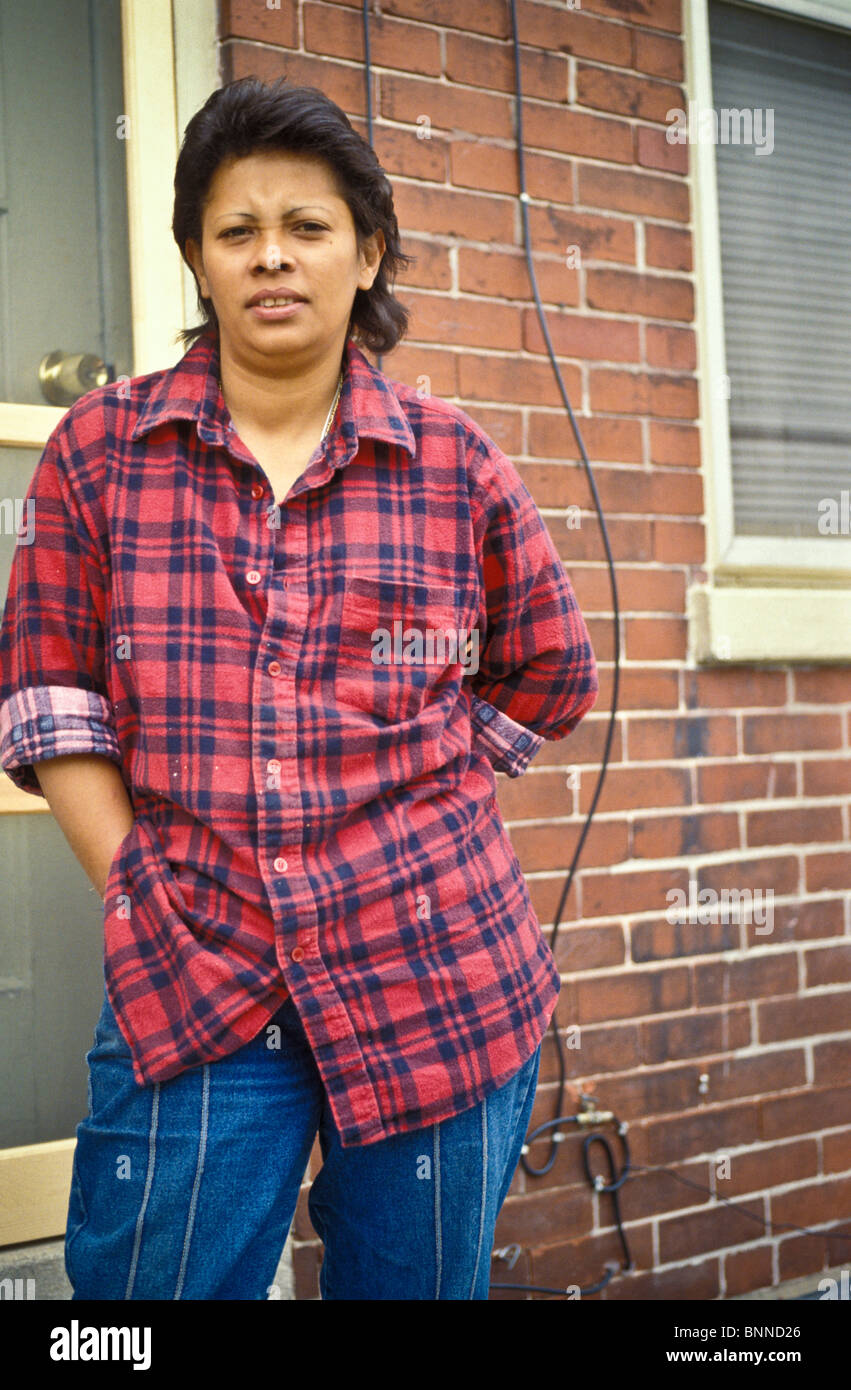 One young hispanic female outside house Stock Photo - Alamy