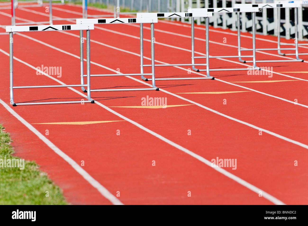 Track and Field and hurdles Stock Photo - Alamy