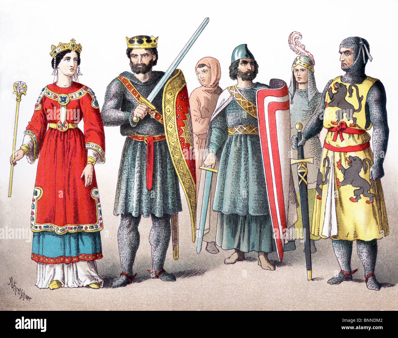 The figures represented here are French around A.D. 1100: queen, king ...