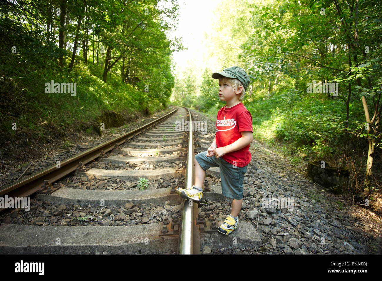 Boy Standing Train Track Teen Rail Enthusiast From Merseyside Given