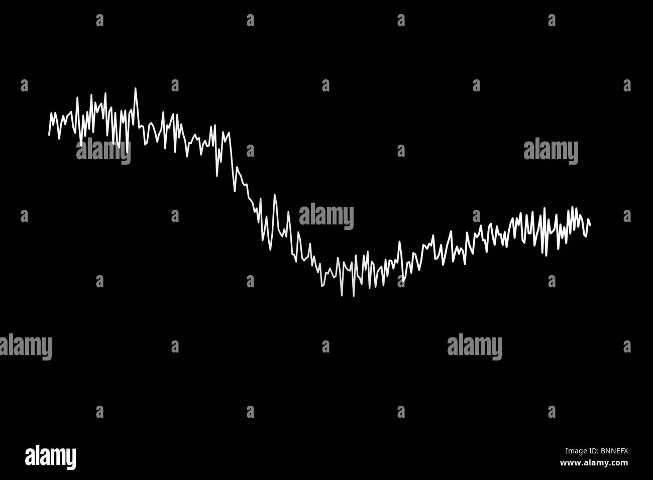 A simple chart illustrating a Recession. White line on a black ...