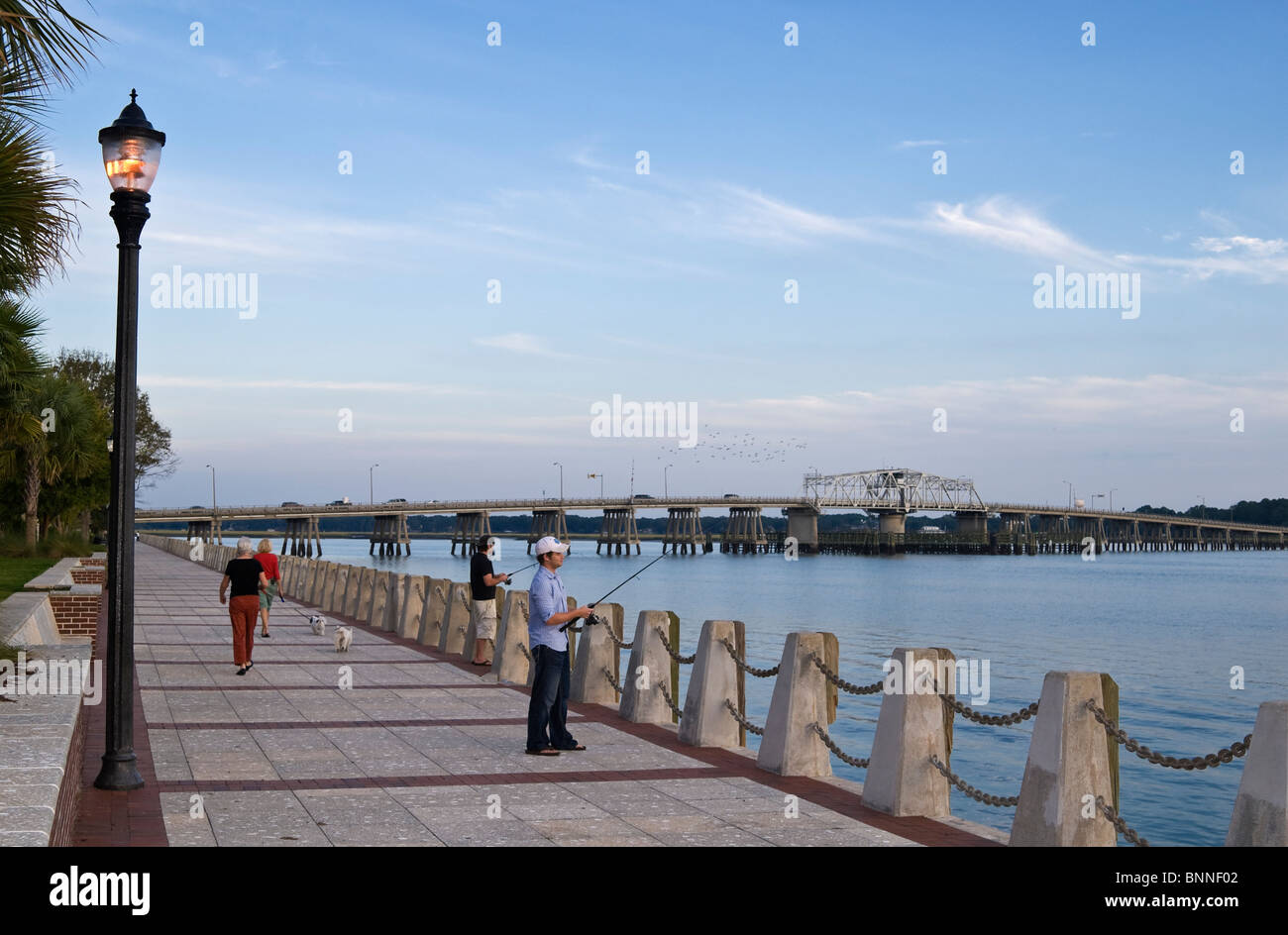 Waterside promenade and Woods Memorial Bridge in Beaufort, South ...